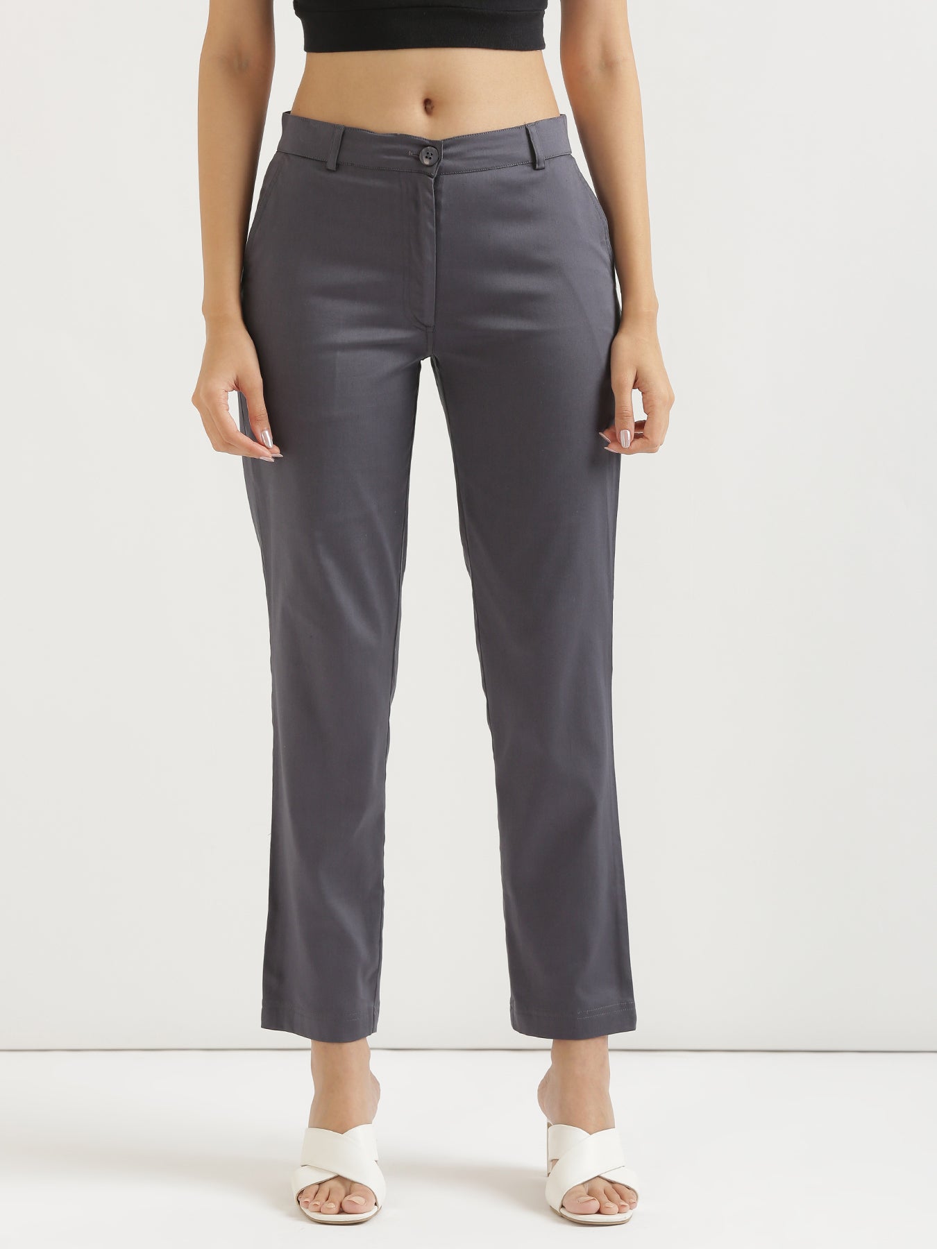Women Grey Formal Pant